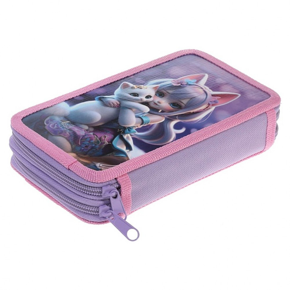 Пенал 2 отделения (Hatber) Мой котик 190х110мм глянцевая ламинация с ...